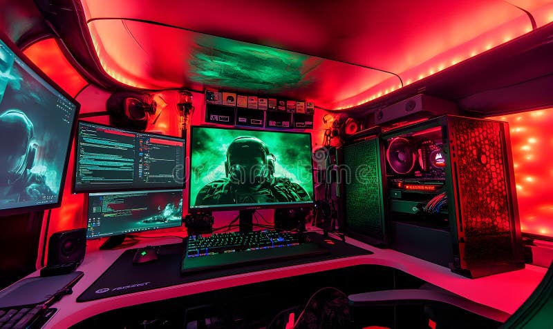 Epic Gamer Setup stock illustration. Illustration of gaming - 375100402