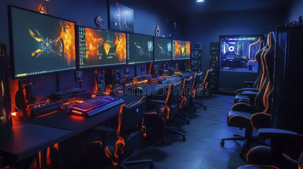 Immersive Gaming Setup with High-end Pcs and Rgb Lighting for Ultimate ...