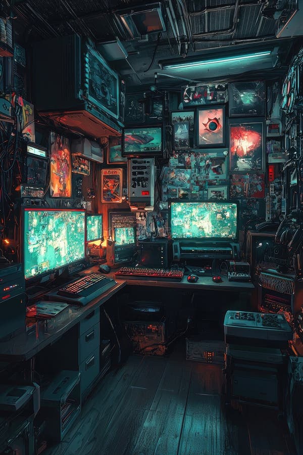 Gaming Setup Desktop Wallpaper 8K Stock Illustration - Illustration of ...