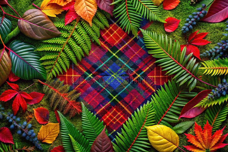Immersive Geometric Tartan Print Texture a Sharp Vivid Foliage Design ...