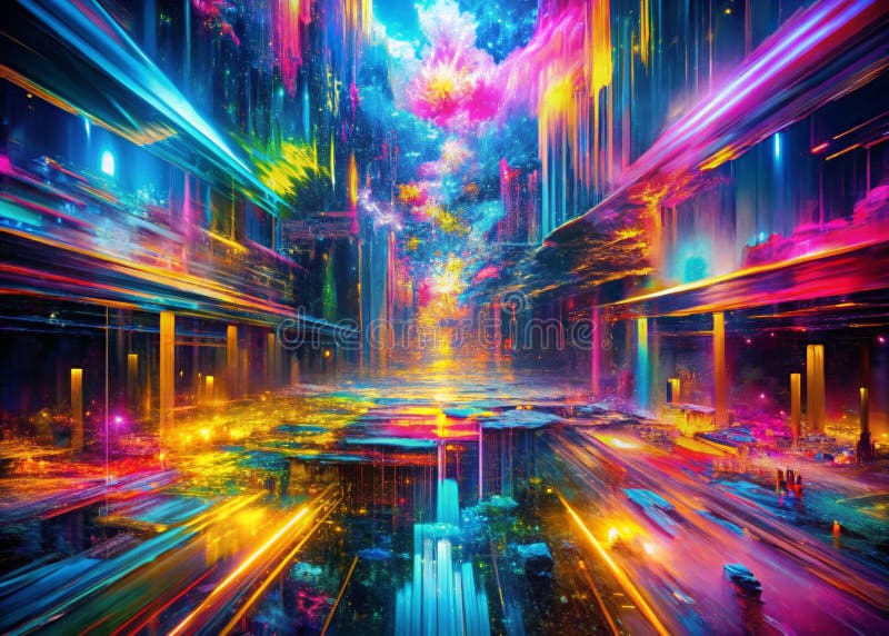 Immersive Glitch Art a Psychedelic Digital Landscape of Surreal Errors ...
