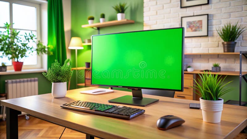 Immersive Greenscreen Computer Mockup for Captivating Business Gaming ...