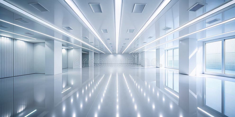 Immersive HDRI Map DronesEye View of a Bright Abstract White Room Ideal ...