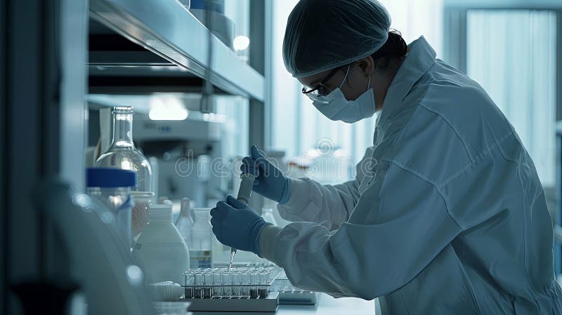 Immersive Lab Scene Showing a Scientist Performing a Delicate ...