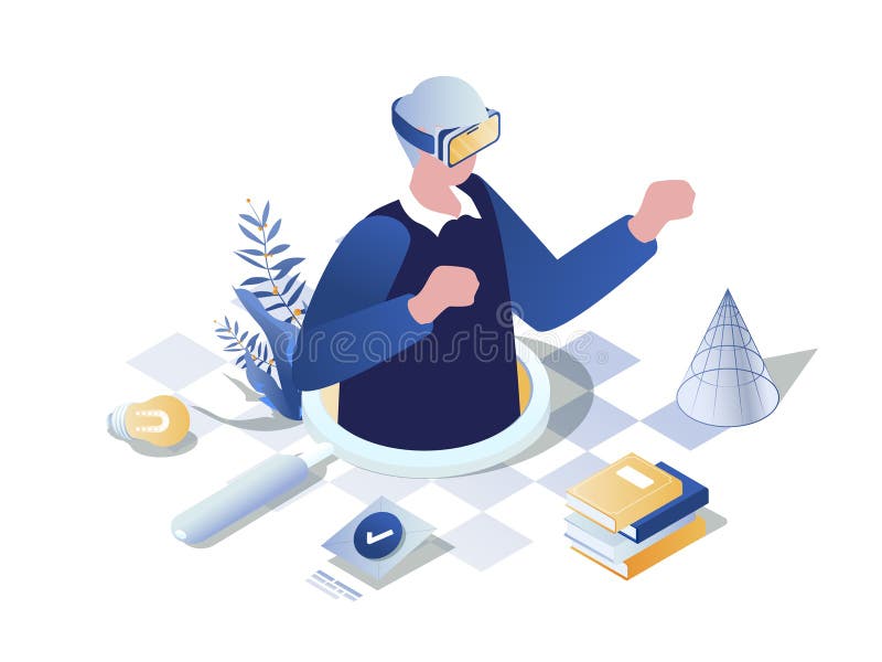 Immersive Learning Concept 3d Isometric Web Scene. Vector Illustration ...