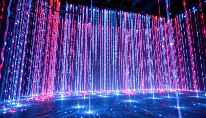 Immersive LED Waterfall Installation Stock Illustration - Illustration ...