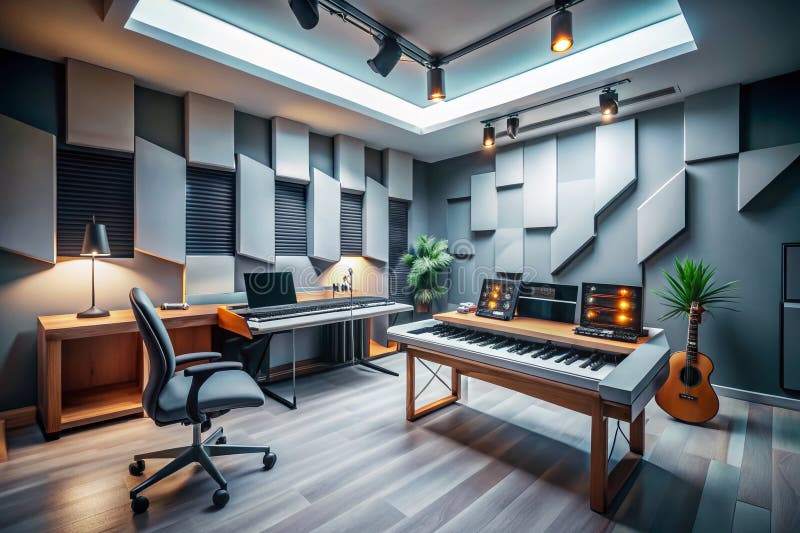 Immersive Minimalist Music Studio Design a Stunning Abstract Soundwave ...