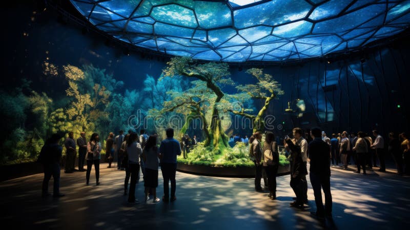 Immersive Nature Exhibit with Interactive Display. Generative Ai Stock ...