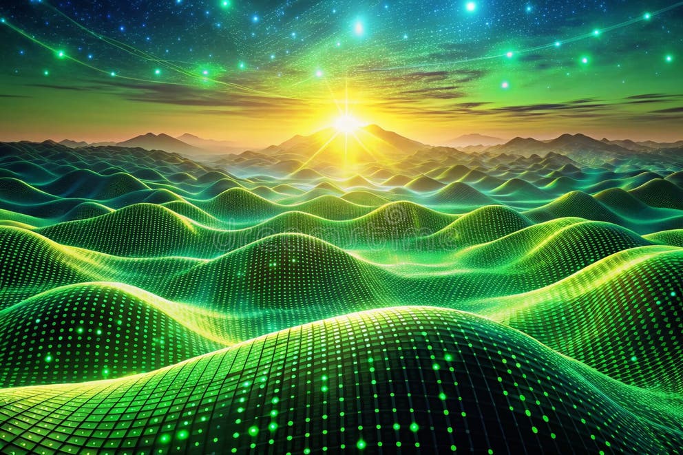 Immersive Neon Green Cyberspace a Futuristic Abstract Landscape ...