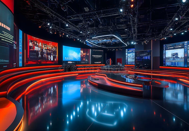 Immersive News Studio Stage Stock Illustration - Illustration of code ...