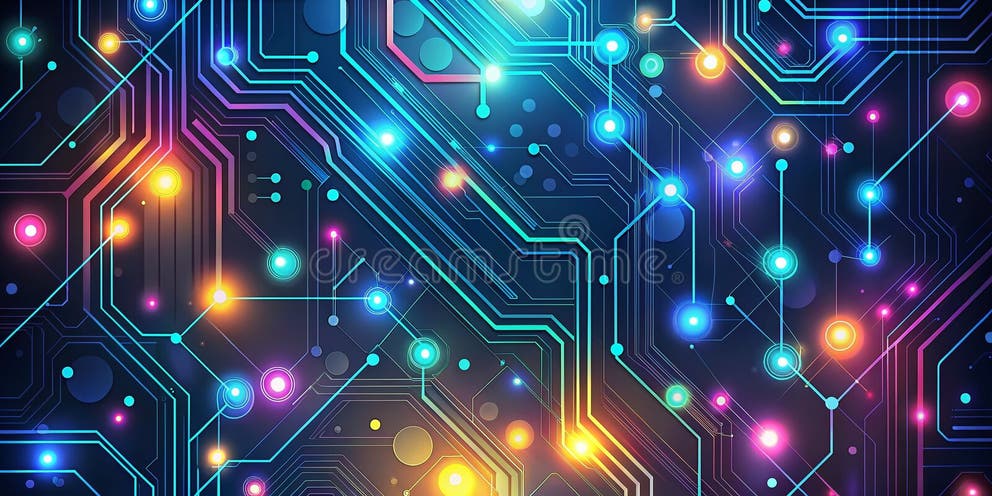 Immersive Night Digital Art Background Futuristic Circuit Board Pattern ...