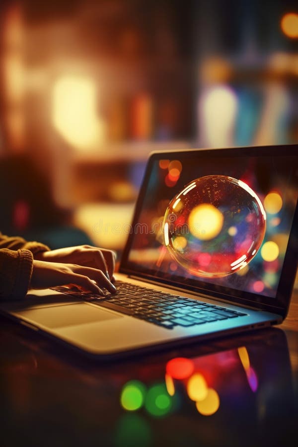 Immersive Online Learning Experience: Laptop in a Cozy Study Room ...