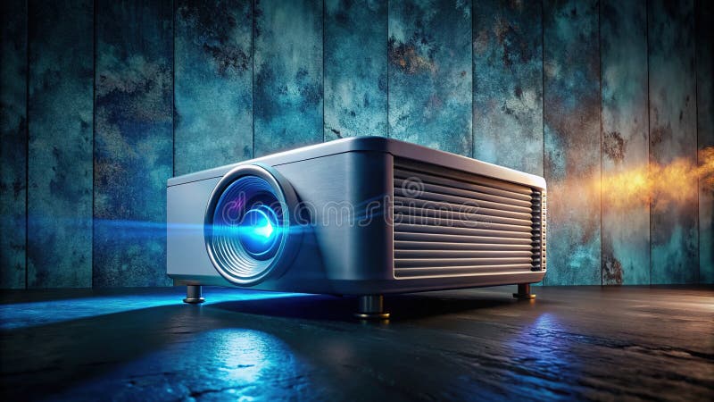 Immersive Projector Presentation in a Modern Dark Room a Realistic 3D ...