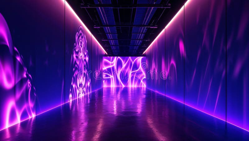 Immersive Purple Light Installation Transforming Empty Corridor into ...