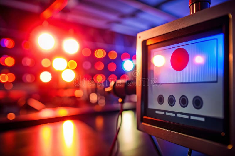 Immersive Recording Studio at Night a Cinematic Look at a White Screen ...