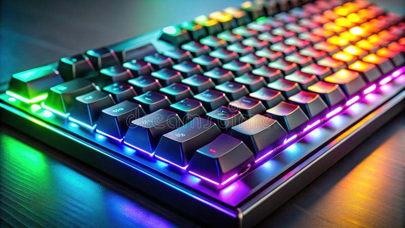 Immersive RGB Backlit Mechanical Gaming Keyboard Closeup Showcase of ...