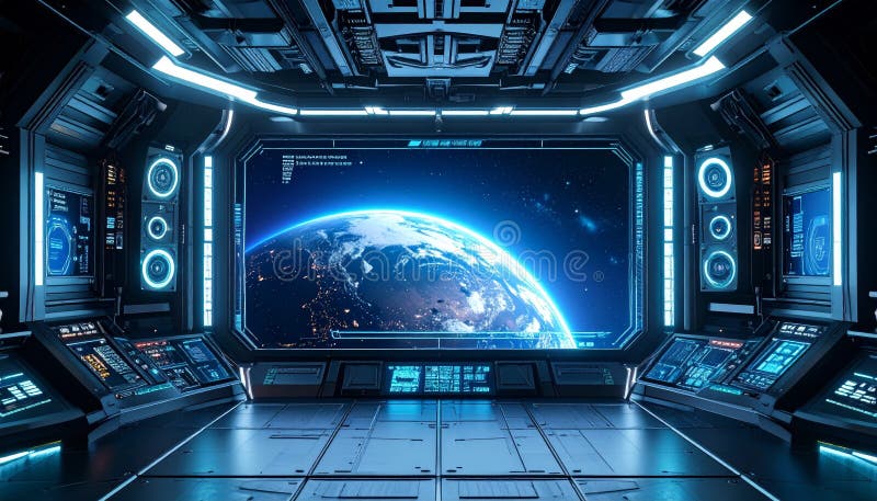 Immersive Room Experience, Large Screen Showcasing Cosmic Planet View ...