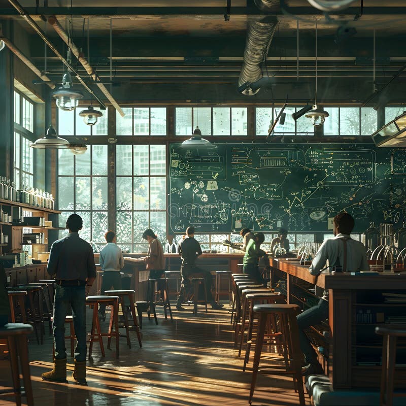 Immersive Science Lab Classroom with Intricate Technical Diagrams and ...