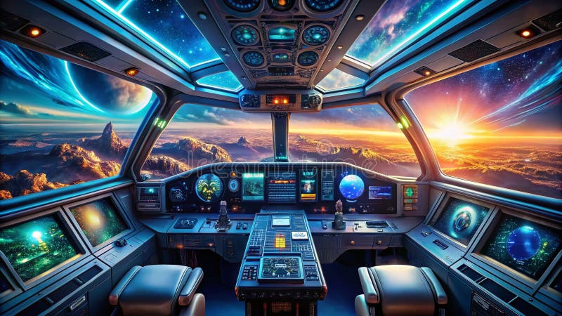Immersive SciFi Cockpit HUD Advanced Navigation and Control Interface ...