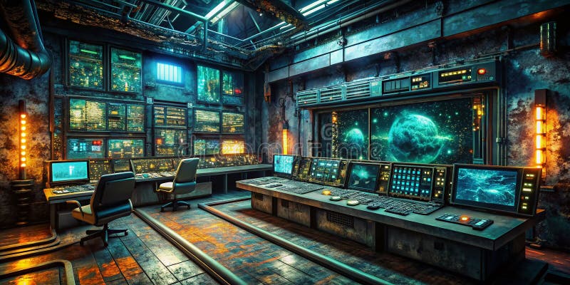 Immersive SciFi Control Room Wallpaper Stunning 3D Rendered Display for ...