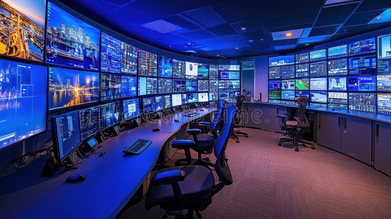 Immersive Security Hub: a Matrix of Monitors in Deep Blue Ambiance ...