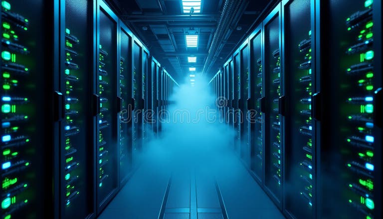 Cutting Edge Server Room Featuring Meticulously Managed Cables and Cool ...