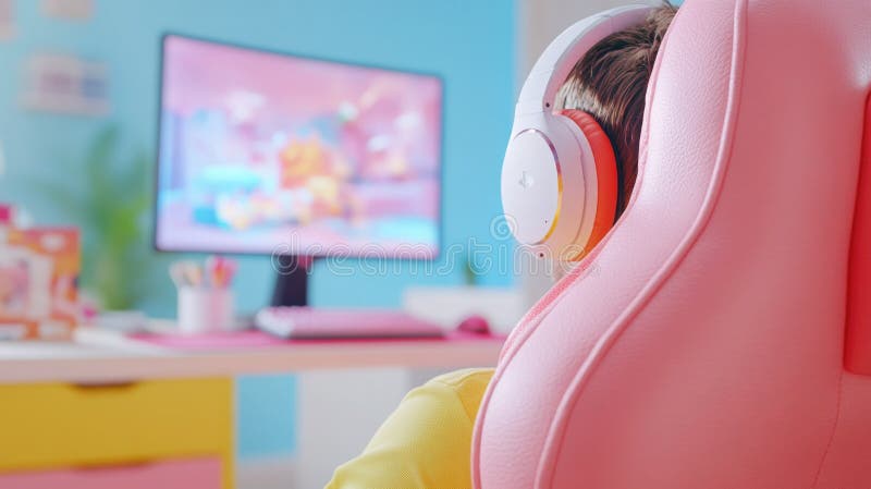 Immersive Smart Gaming Setup with VR and LED Mood Lighting Stock Photo ...