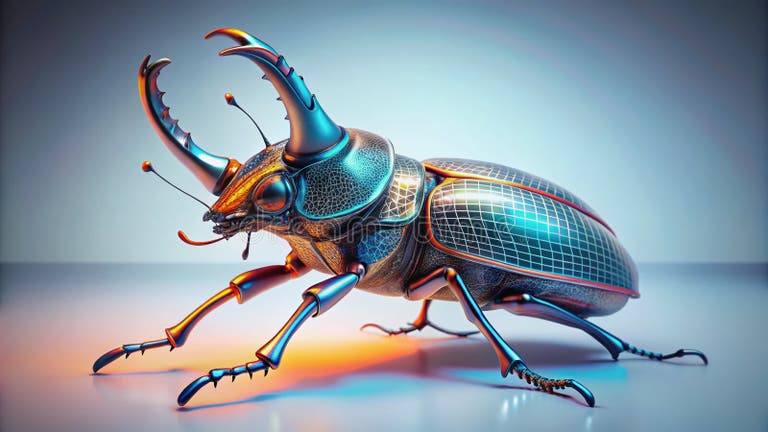Immersive 360 Stag Beetle Wireframe Render a Detailed TechInspired ...