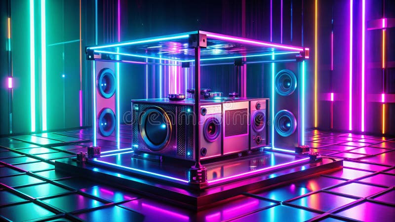 Immersive Synthwave Rave Experience 3D Cube DJ Booth in a Vaporwave ...