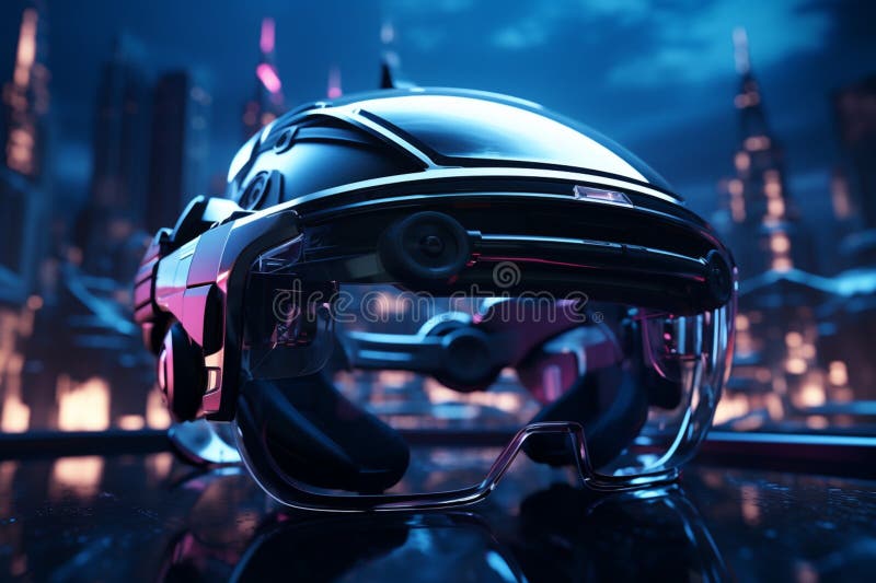 Immersive Tech Realm Background Highlights VR/AR Headset in a ...