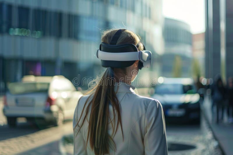 Immersive Technology in Everyday Life. People Wearing VR Headsets in a ...