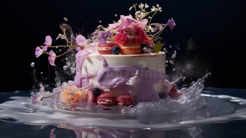Immersive Ultraviolet Cake with Complex Compositions Stock Illustration ...