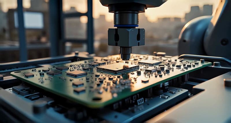 High-Tech Precision: Robotic Assembly on a Circuit Board Stock Footage ...