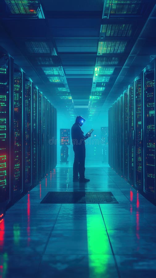 Immersive View of a High-Density Server Room: a Futuristic Data Center ...