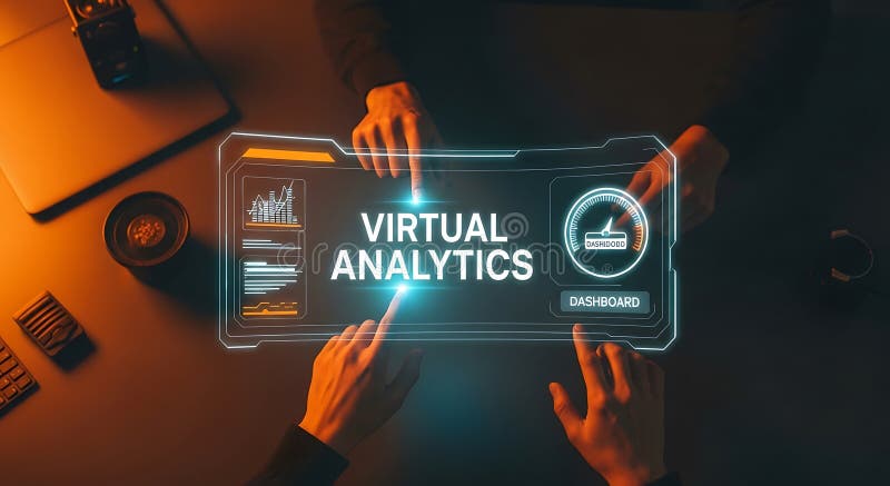 Immersive Virtual Analytics Experience Futuristic Data Visualization Hands Interacting with ...