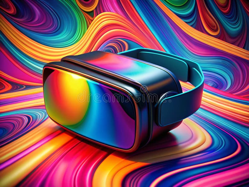 Immersive Virtual Reality Experience Colorful VR Headset Against a ...