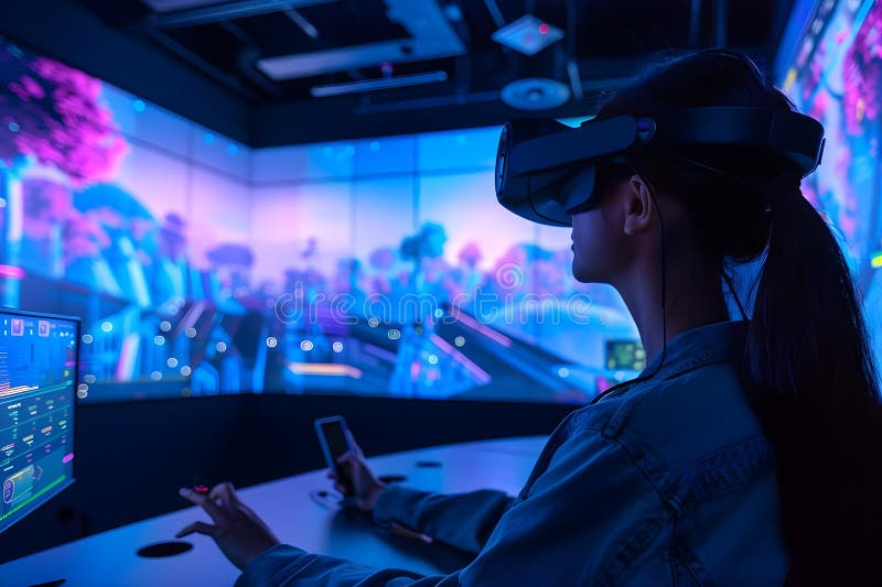 Immersive Virtual Reality Experience, Exploring a Futuristic Cityscape ...