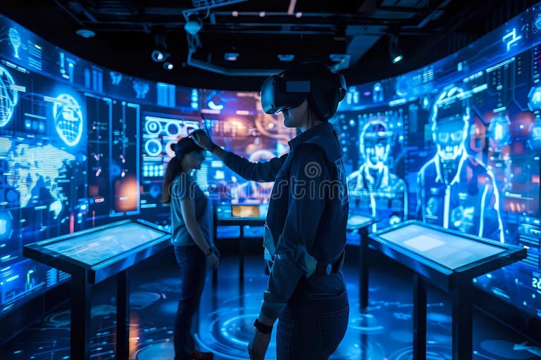 Immersive Virtual Reality Experience, Exploring Futuristic Interfaces and Interactive Data ...