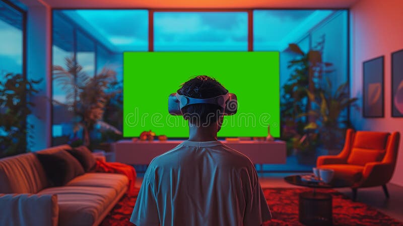 Immersive Virtual Reality Experience in Modern Living Room with Tv ...