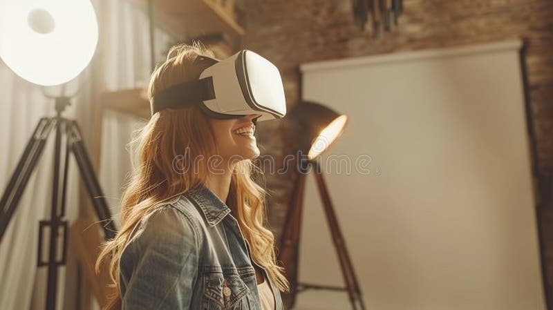 Immersive Virtual Reality Experiences Captured in Professional Studio Photography Setting Stock ...