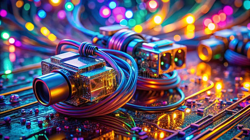 Immersive Virtual Reality Headset Closeup View of Advanced Connectors ...