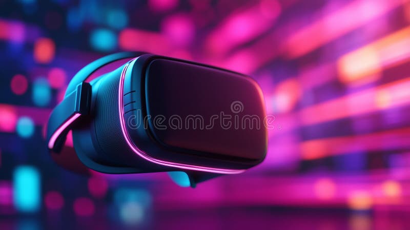 Immersive Virtual Reality Headset with Vibrant Neon Lights in ...