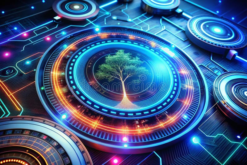 Immersive Virtual Reality Interface Futuristic HUD Elements Featuring ...