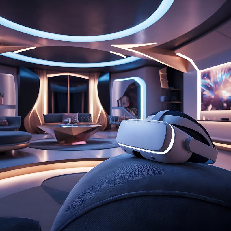 Immersive Virtual Reality Mockup, Modern Living Room Interior Design ...