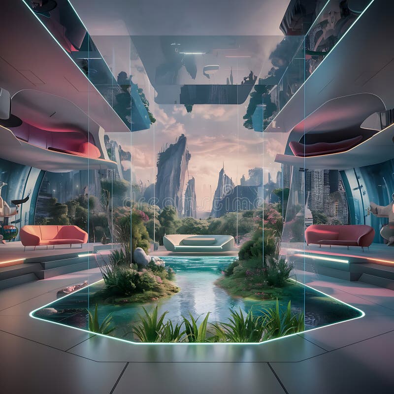 Immersive Virtual Reality Mockup, Modern Living Room Interior Design ...