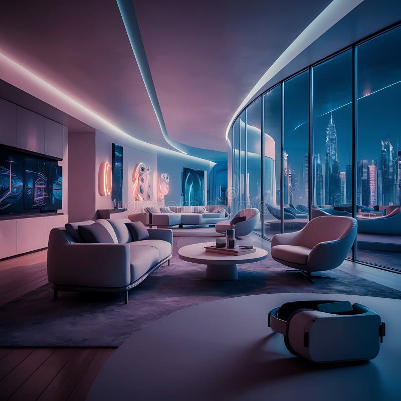 Immersive Virtual Reality Mockup, Modern Living Room Interior Design ...