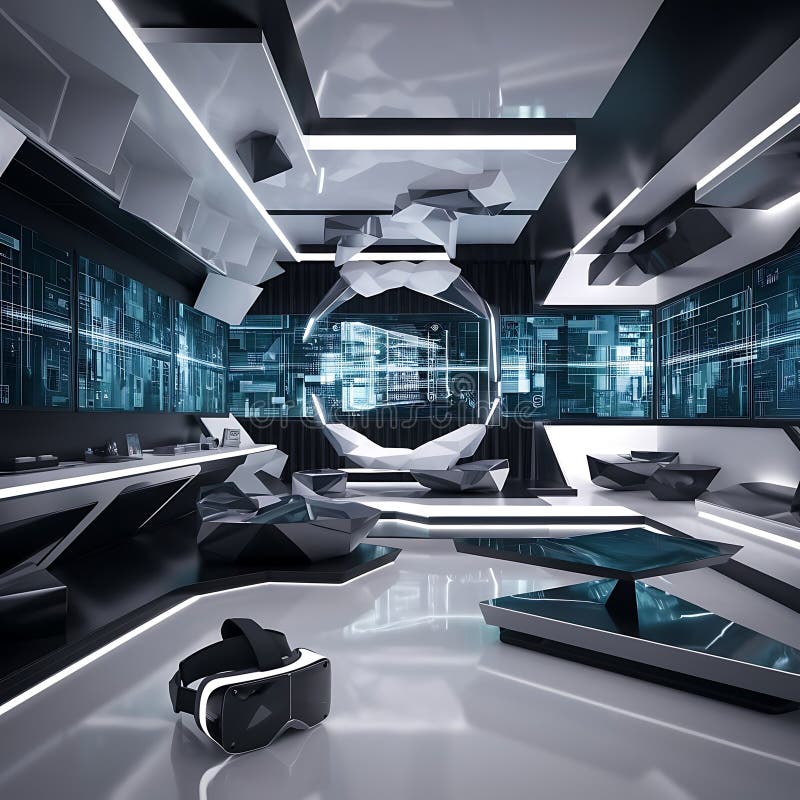 Immersive Virtual Reality Mockup, Modern Living Room Interior Design ...