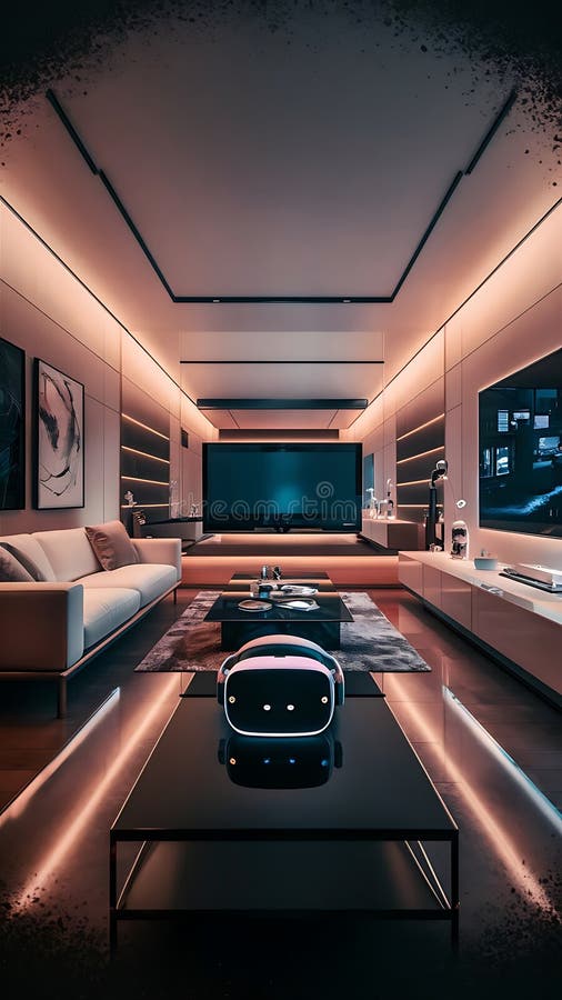 Immersive Virtual Reality Mockup, Modern Living Room Interior Design ...