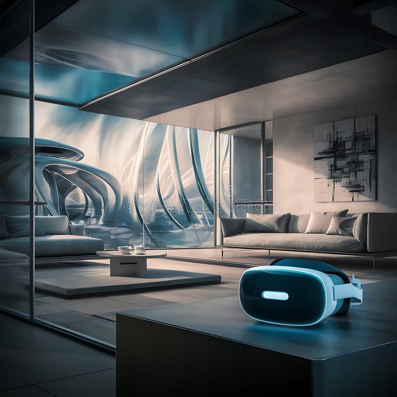 Immersive Virtual Reality Mockup, Modern Living Room Interior Design ...