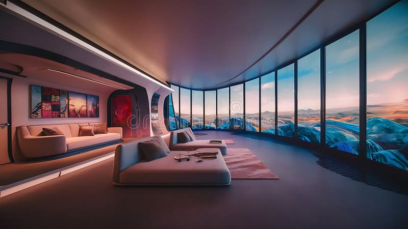 Immersive Virtual Reality Mockup, Modern Living Room Interior Design ...